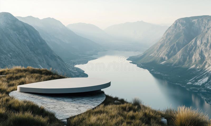 Scenic Overlook with Modern Platform, Panoramic View of Mountains and ...