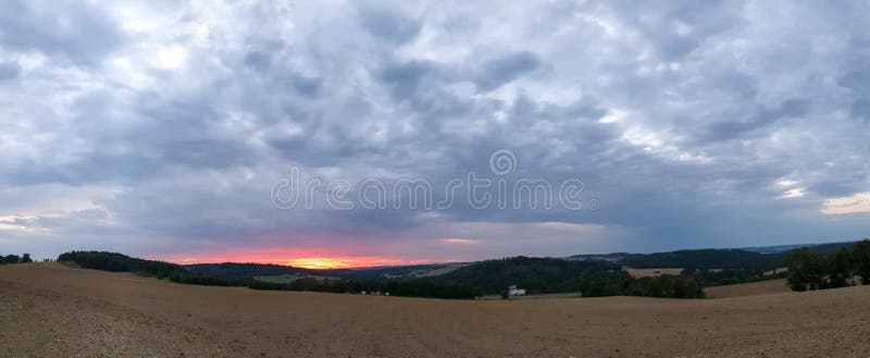 Scenic Panorama View of Natural Landscape Under a Cloudy Sky Stock ...