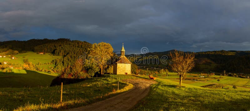 Scenic Panoramic Landscape in Black Forest Germany Under Evening Sun ...