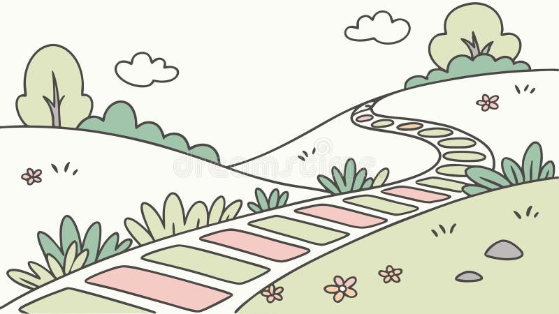 Scenic Path Hilly Landscape Vector Illustration, Vector Design ...