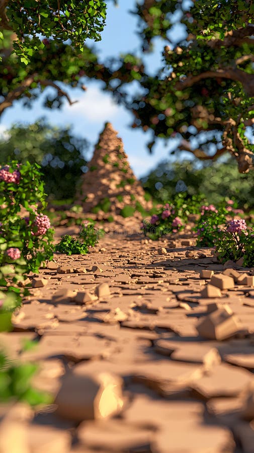 Scenic Path Leading To a Stone Pyramid Stock Illustration ...