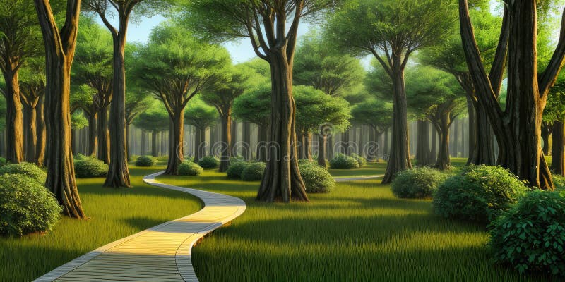 Scenic Pathway in the Forest Environment Photorealistic Stock ...