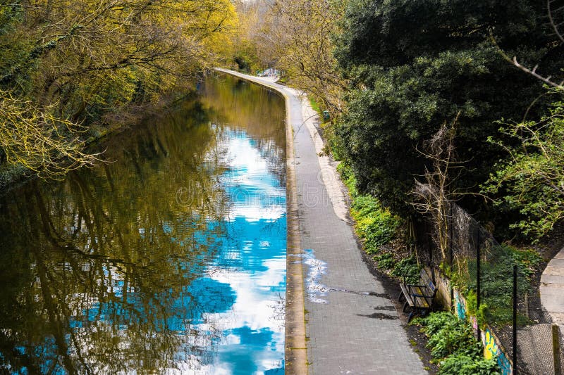 Scenic Pathway Lined with Lush Green Trees and a Tranquil River Running ...