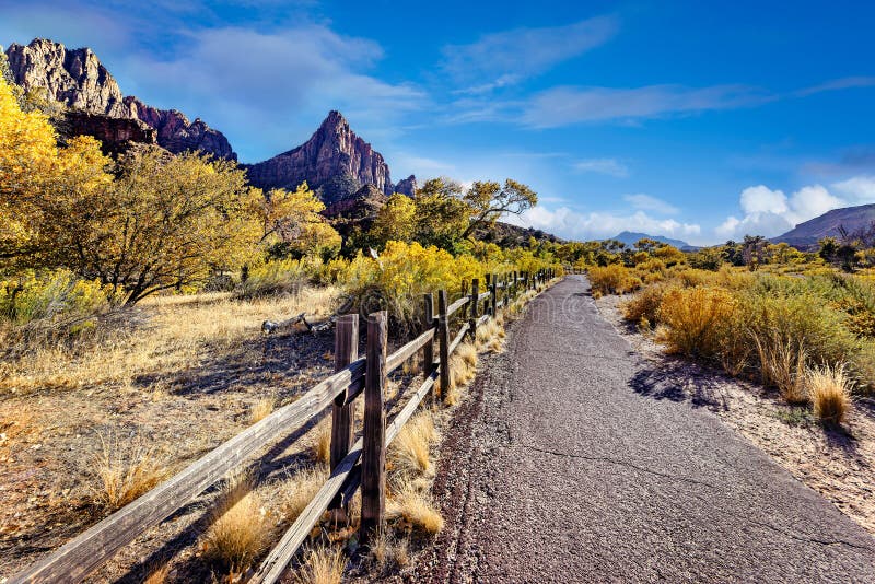 Scenic Pathway by Virgin River in Zion National Park, Utah Stock Image ...