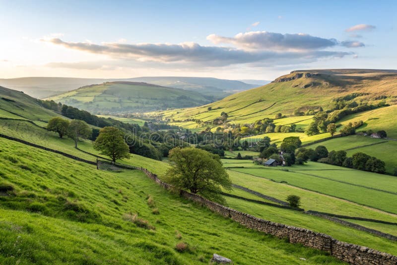 Scenic Peak District with Grass and Hills Stock Illustration ...