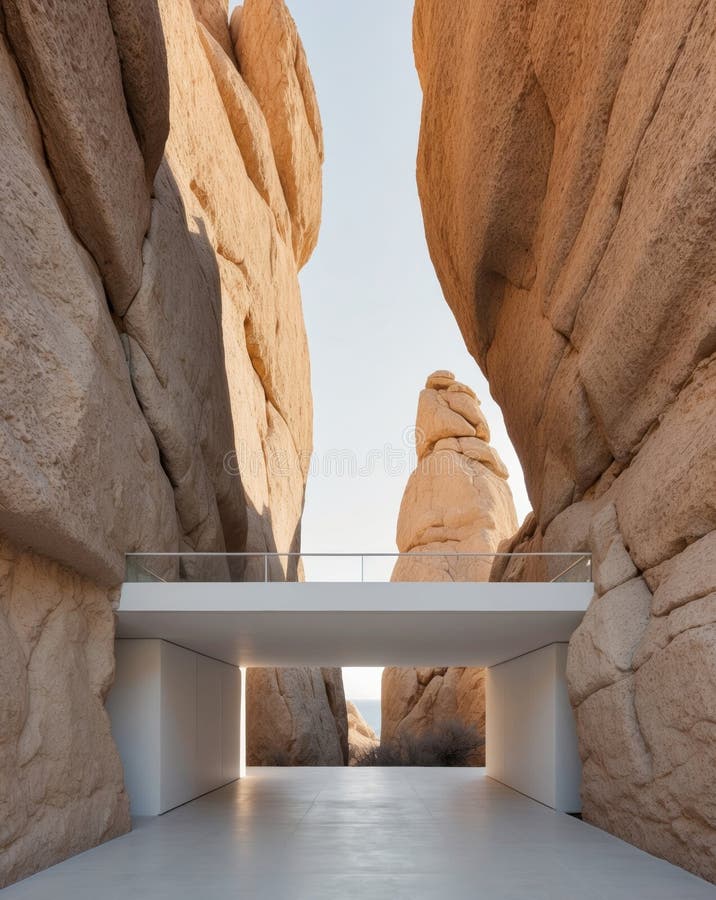 Scenic Platform Surrounded by Large Rocky Formations in Soft Daylight ...