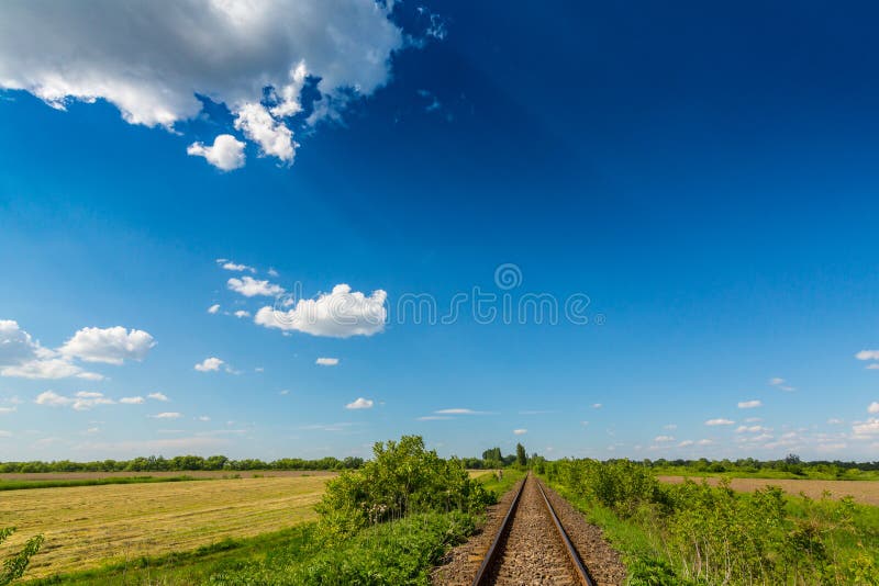 Scenic Railroad in Remote Rural Area Stock Photo - Image of field ...