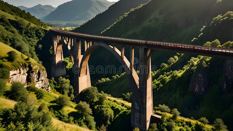 A Scenic Railway Bridge Stretching Across a Lush Valley Stock ...