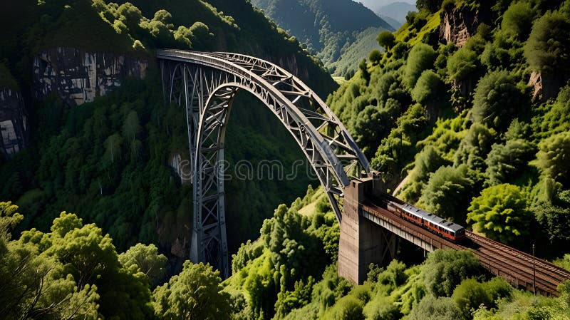A Scenic Railway Bridge Stretching Across a Lush Valley Stock ...