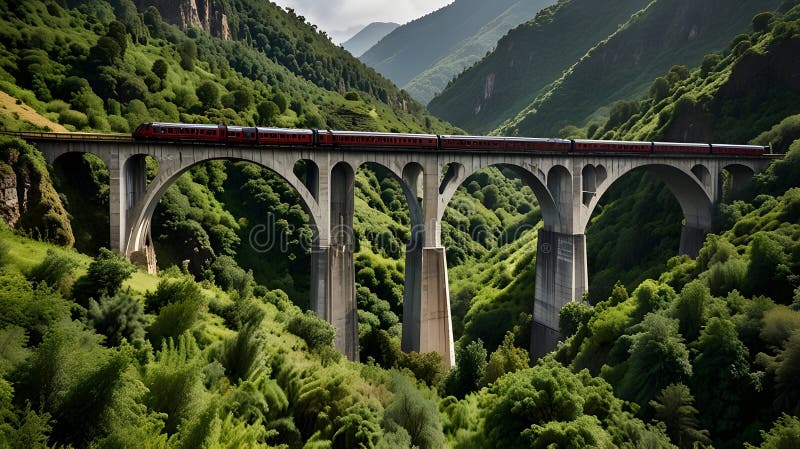 A Scenic Railway Bridge Stretching Across a Lush Valley Stock ...