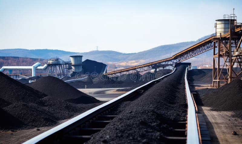 A Scenic Railway Cutting through a Coal Mine Stock Illustration ...