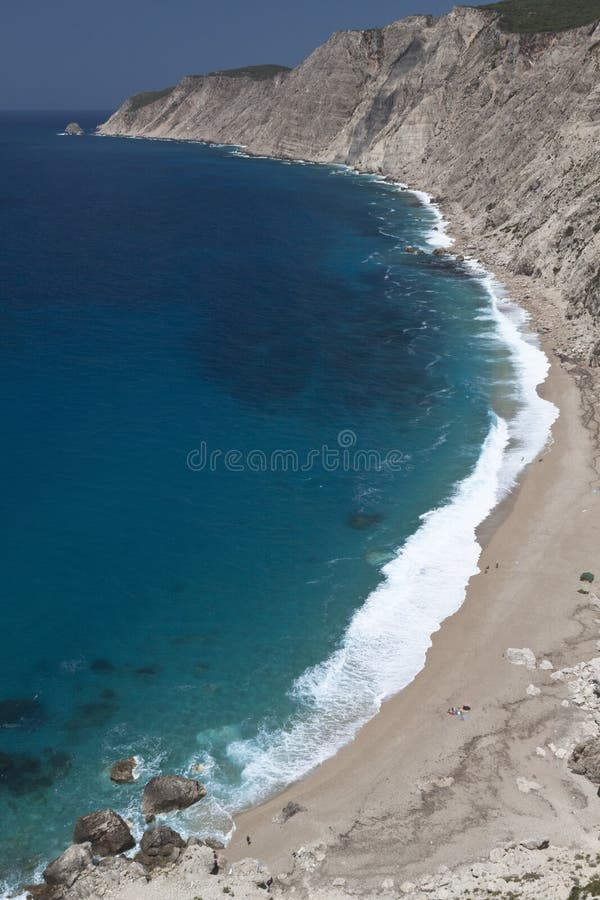 Scenic Remote Beach in Greece Stock Image - Image of landscape, cliff ...