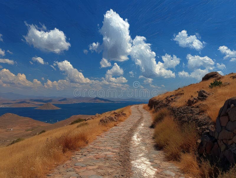 A Scenic Representation of Tzia, a Location in Greece Stock Photo ...