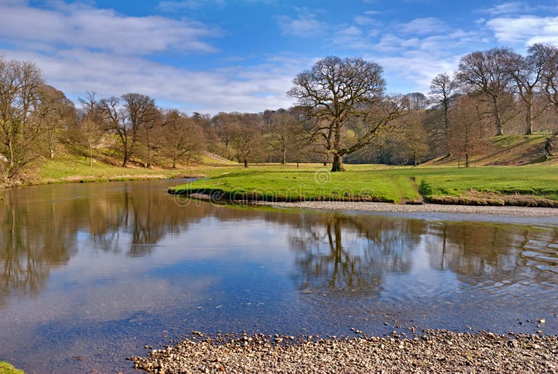 River Meandering Though Lush English Countryside Stock Image - Image of ...
