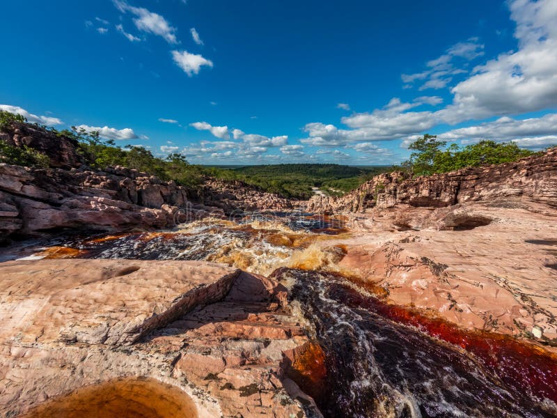 Vast Open Landscape with a River Flowing through Rocky Terrain Stock ...