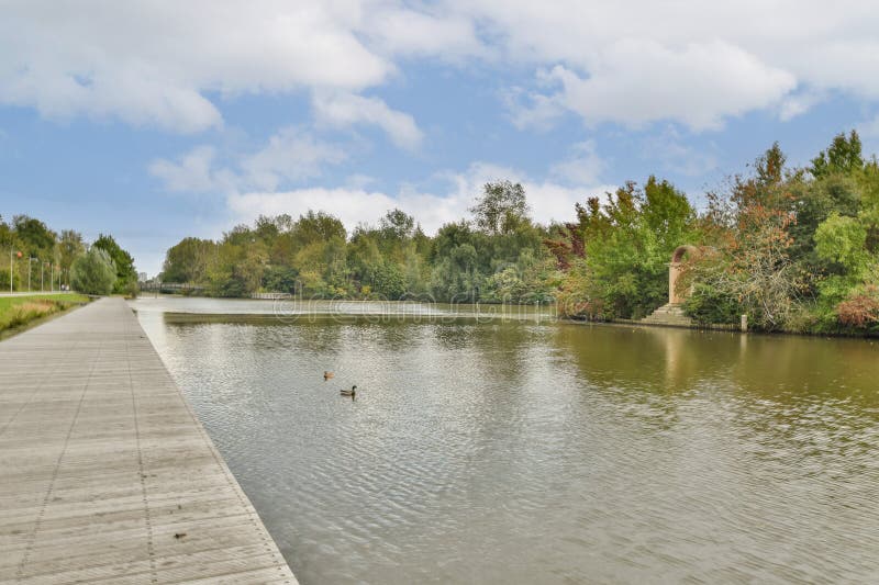 Scenic River Pathway Surrounded by Lush Greenery Stock Photo - Image of ...