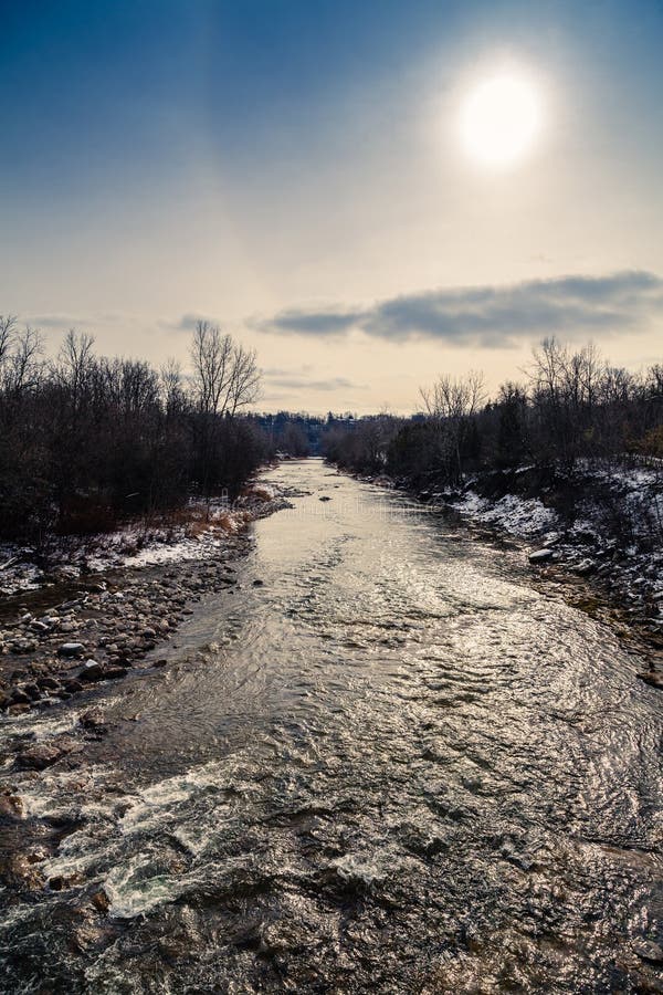 Scenic Riverside in Winter Paris Ontario Stock Image - Image of natural ...