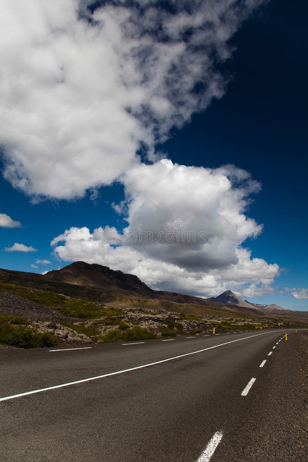 Scenic Road on Iceland, Bright Colorful Vivid Theme Stock Image - Image ...