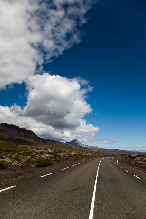 Scenic Road on Iceland, Bright Colorful Vivid Theme Stock Image - Image ...