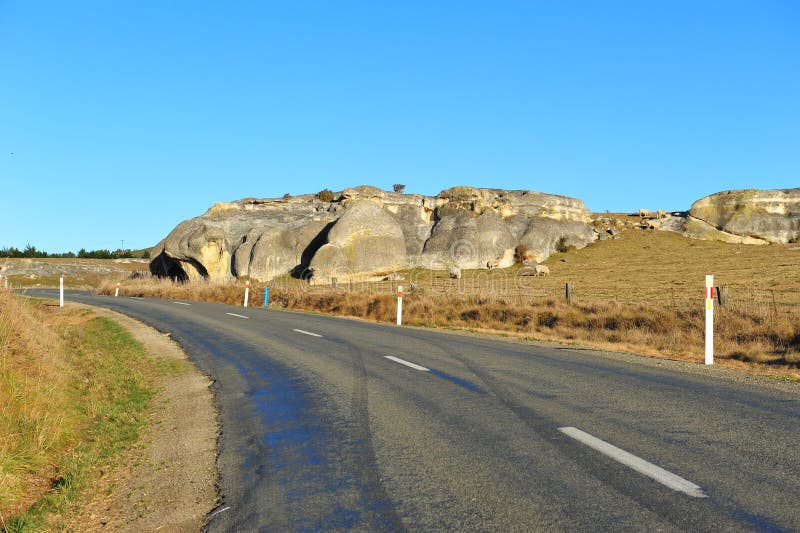 Scenic Road with Rock Formations Stock Image - Image of travel ...