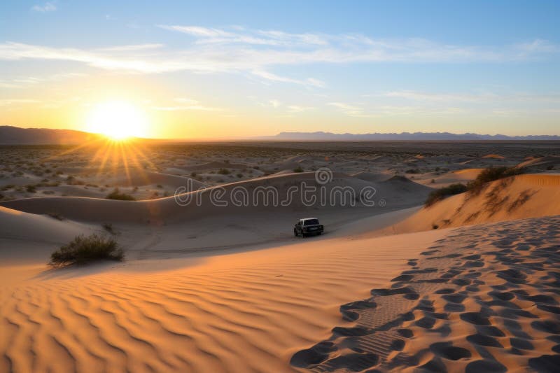 Scenic Road Trip through the Desert, with Endless Views of Sand Dunes ...