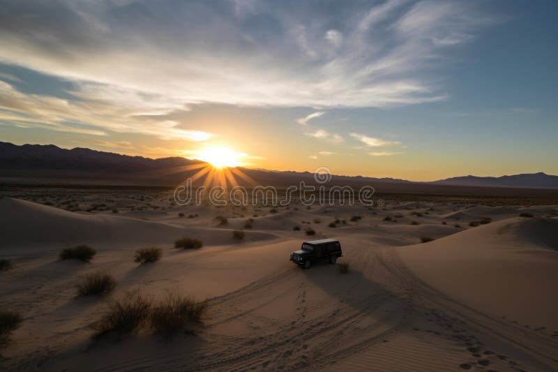 Scenic Road Trip through the Desert, with Endless Views of Sand Dunes ...