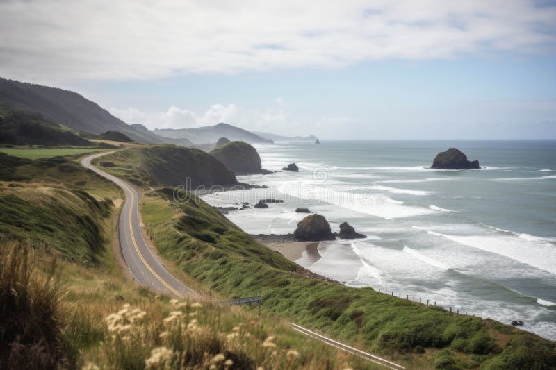Scenic Road Trip Down the Coast with Rolling Waves and Scenic Views ...