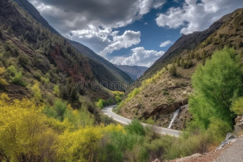 Scenic Road Trip through the Mountains, with Scenic Views of Valleys ...