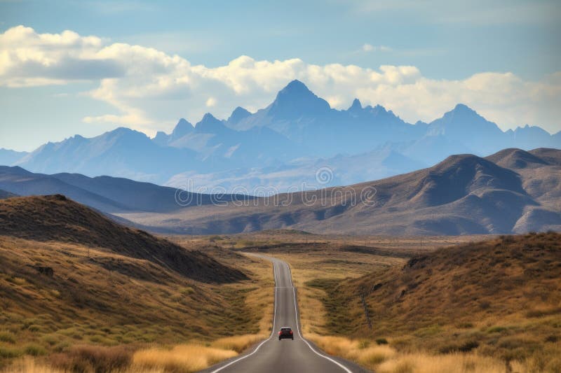 Scenic Road Trip with View of Mountain Range, with Peaks Visible in the ...