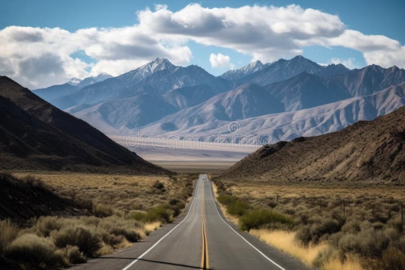 Scenic Road Trip with View of Mountain Range, with Peaks Visible in the ...