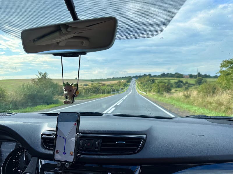 Scenic Road View from Car Interior Stock Image - Image of adventure ...
