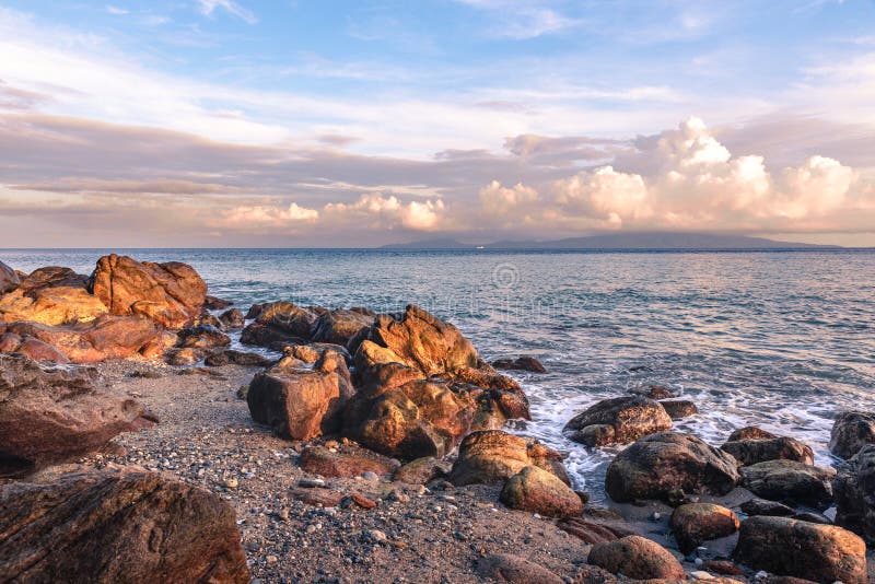 Scenic Rock Formation during Sunrise at the Beach of Mindoro ...