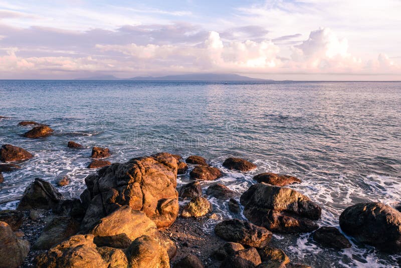 Scenic Rock Formation during Sunrise at the Beach of Mindoro ...