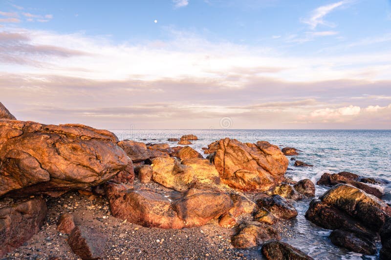 Scenic Rock Formation during Sunrise at the Beach of Mindoro ...