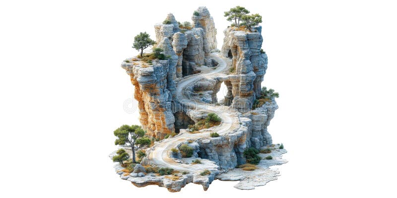 Scenic Rock Formation with Twisting Road Isolated on Transparent ...