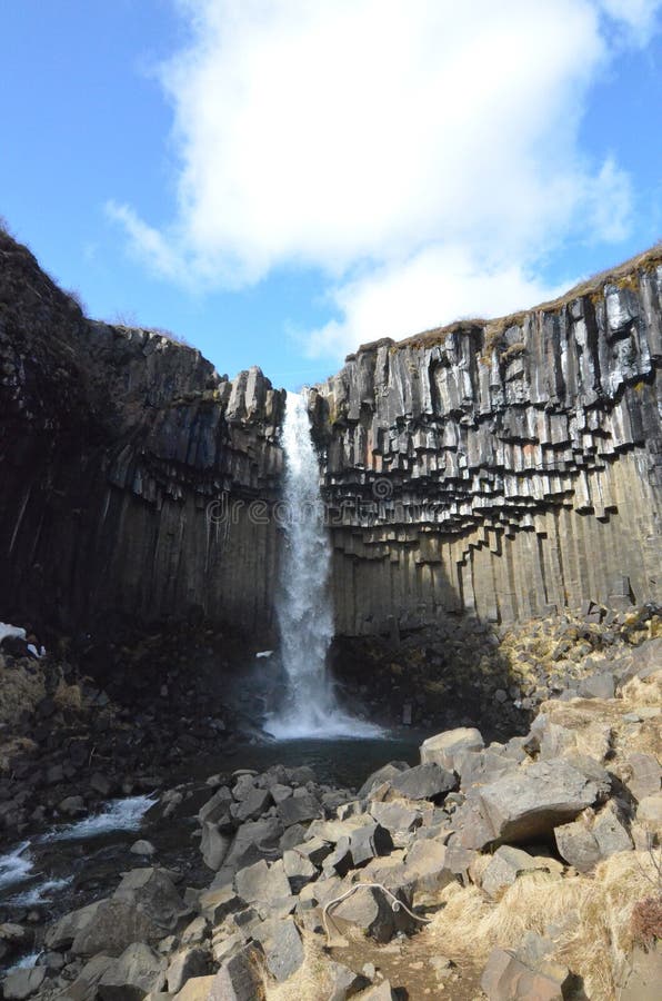 Basalt Column Cave on Black Sand Beach in Iceland Stock Photo - Image ...