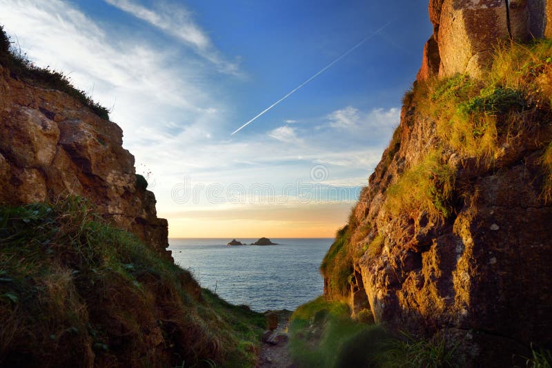 Rugged Cornish Coastline at Porth Nanven on Sunny Evening, Cornwall ...