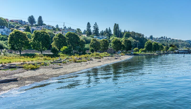 Scenic Ruston Shoreline stock image. Image of shoreline - 255466537