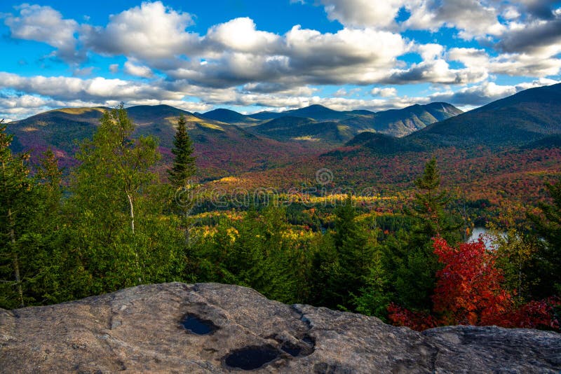 Scenic Shot of the Adirondacks in the Background of the Fall Forest ...