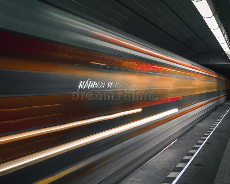 Scenic Shot of a Metro Train Illuminated in Motion Editorial Stock ...