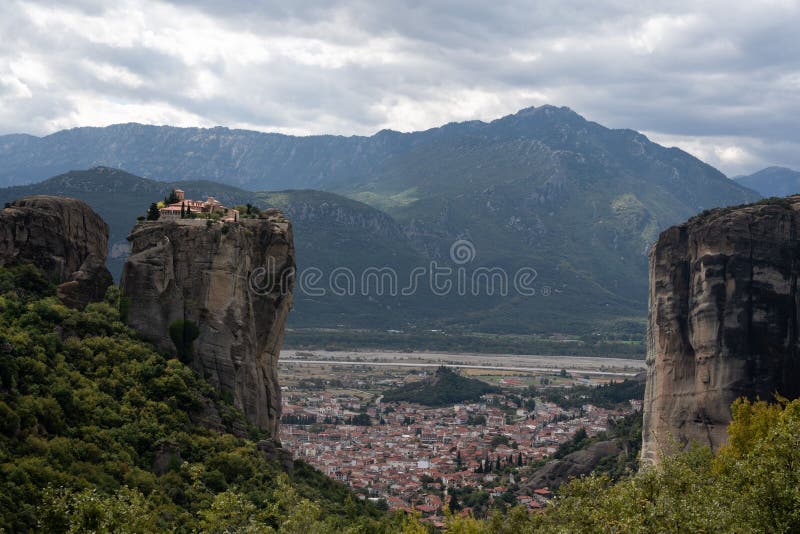 Scenic Shot of Monastery of the Holy Trinity at Meteora in Greece Stock ...