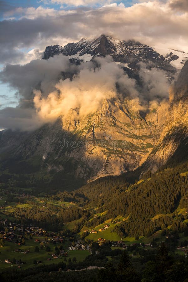 Scenic Shot of the Mountain Alps in Grindelwald, Switzerland Stock ...