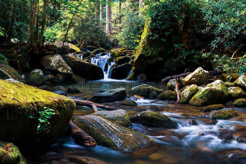 Scenic Shot of a River Flowing on a Rocky Stream with Silky Effect ...