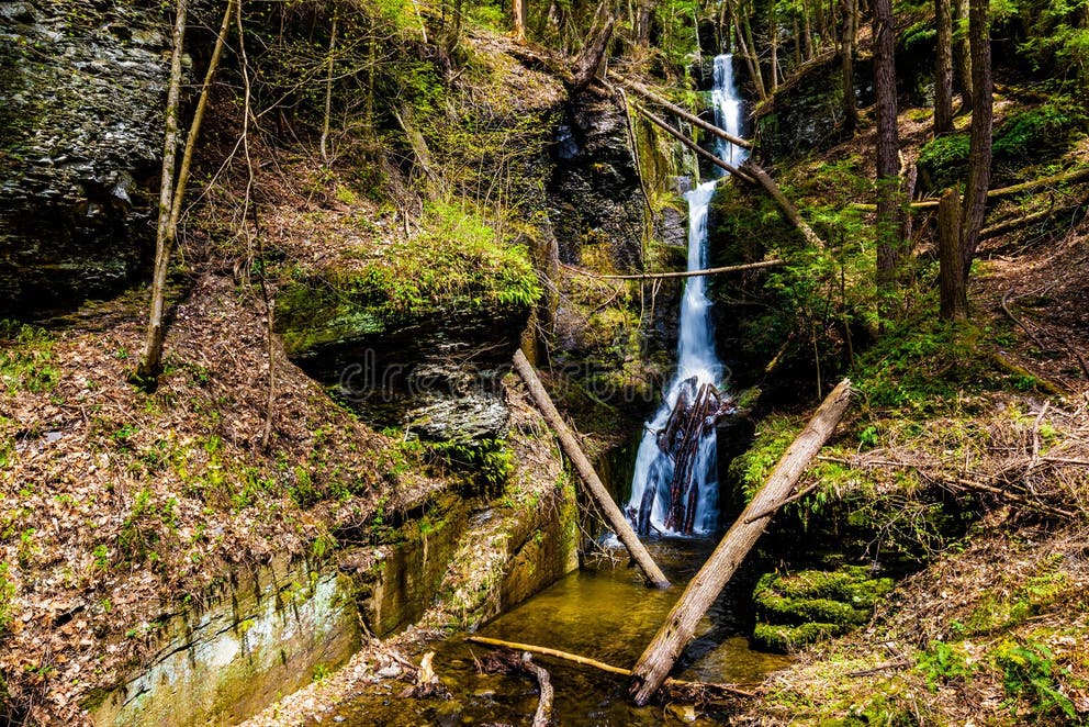Scenic Silverthread Falls of Dingmans Ferry in Spring Stock Photo ...