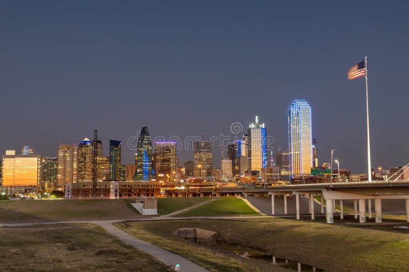 Scenic Skyline by Night with Modern Skyscraper in Dallas, Texas, USA ...
