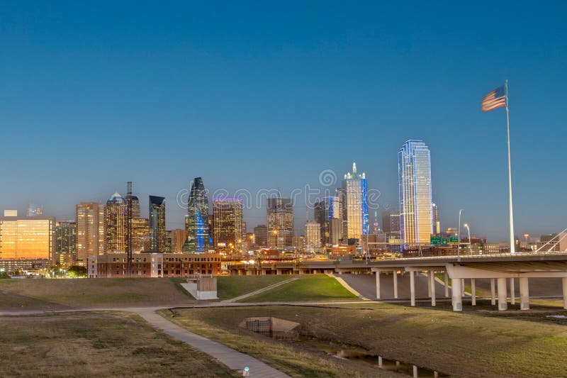 Scenic Skyline by Night with Modern Skyscraper in Dallas, Texas, USA ...