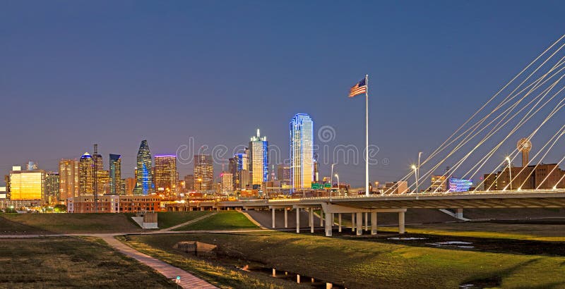 Scenic Skyline by Night with Modern Skyscraper in Dallas, Texas, USA ...