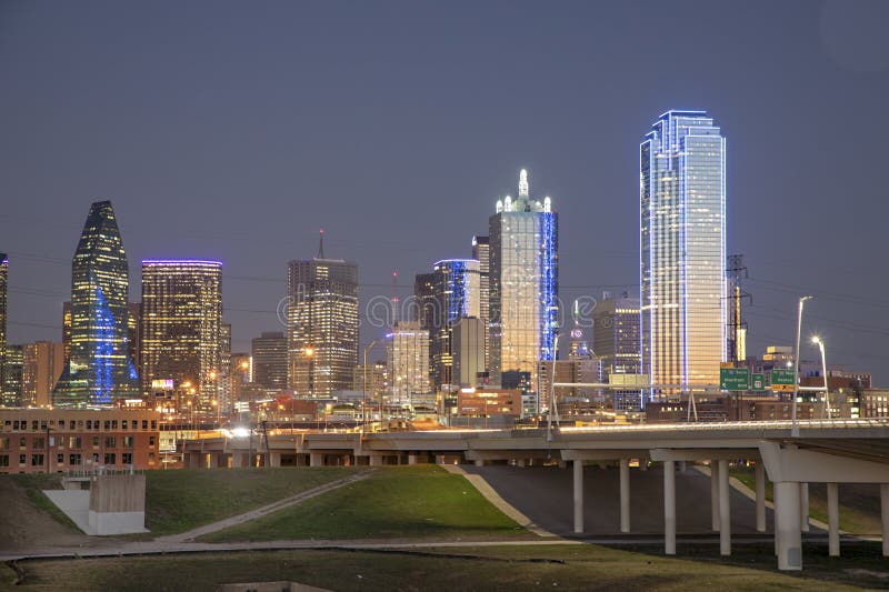 Scenic Skyline by Night with Modern Skyscraper in Dallas, Texas, USA ...