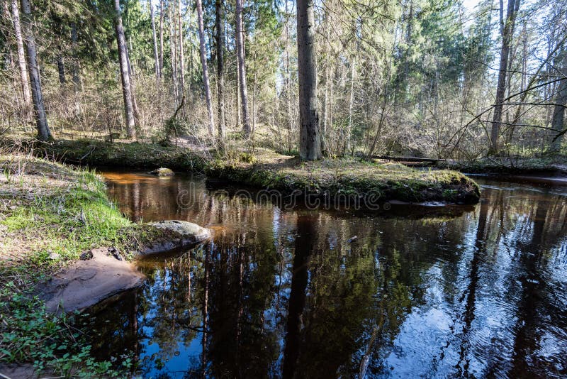 Scenic Spring Colored River in Country Stock Image - Image of riverside ...