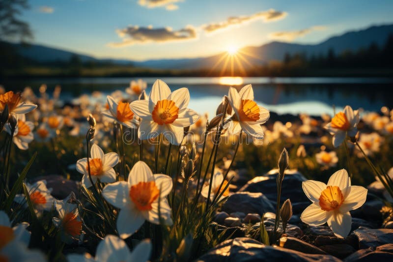 Scenic Spring Field Bathed in Warm Sunlight, Summer Season Nature Image ...